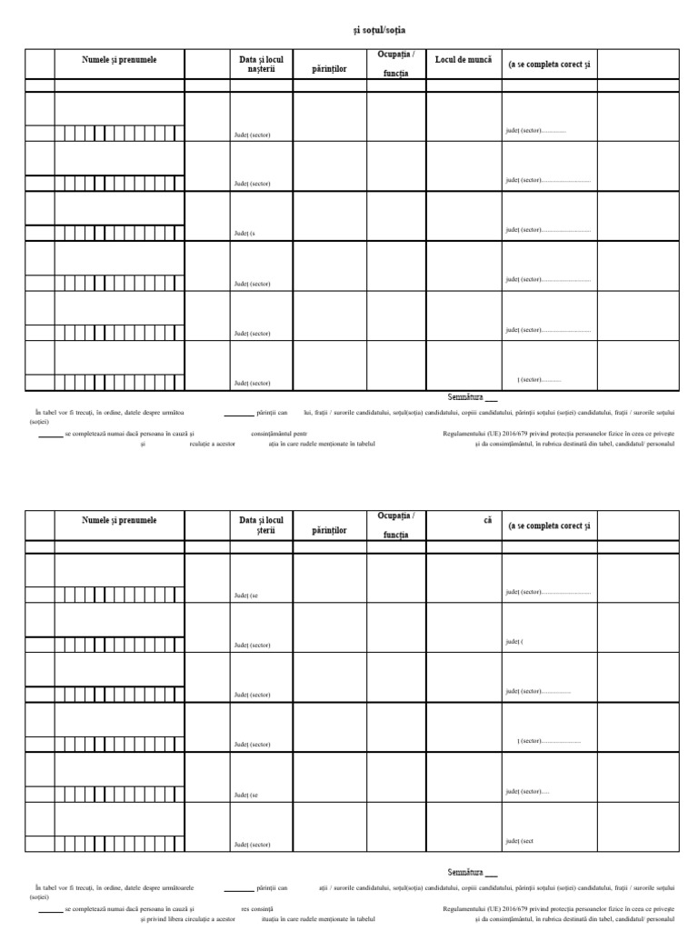 Tabel Nominal Cu Rudele Candidatului | PDF