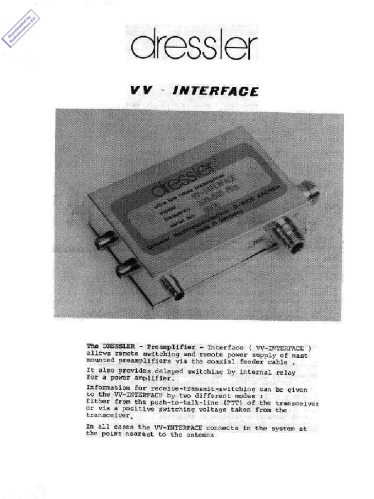 Dressler VV-interface User | PDF