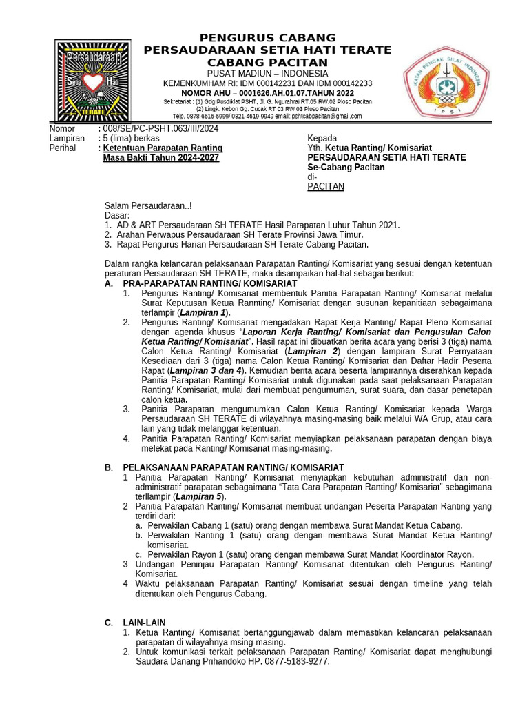 Edaran Parapatan Ranting 2024 | PDF