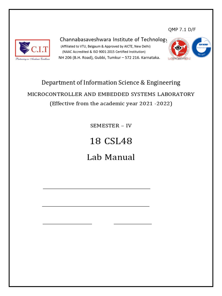 Mes Lab Manual 2021 22 | PDF