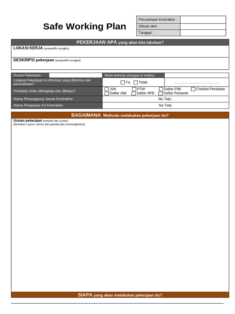 Draft Safe Working Plan | PDF