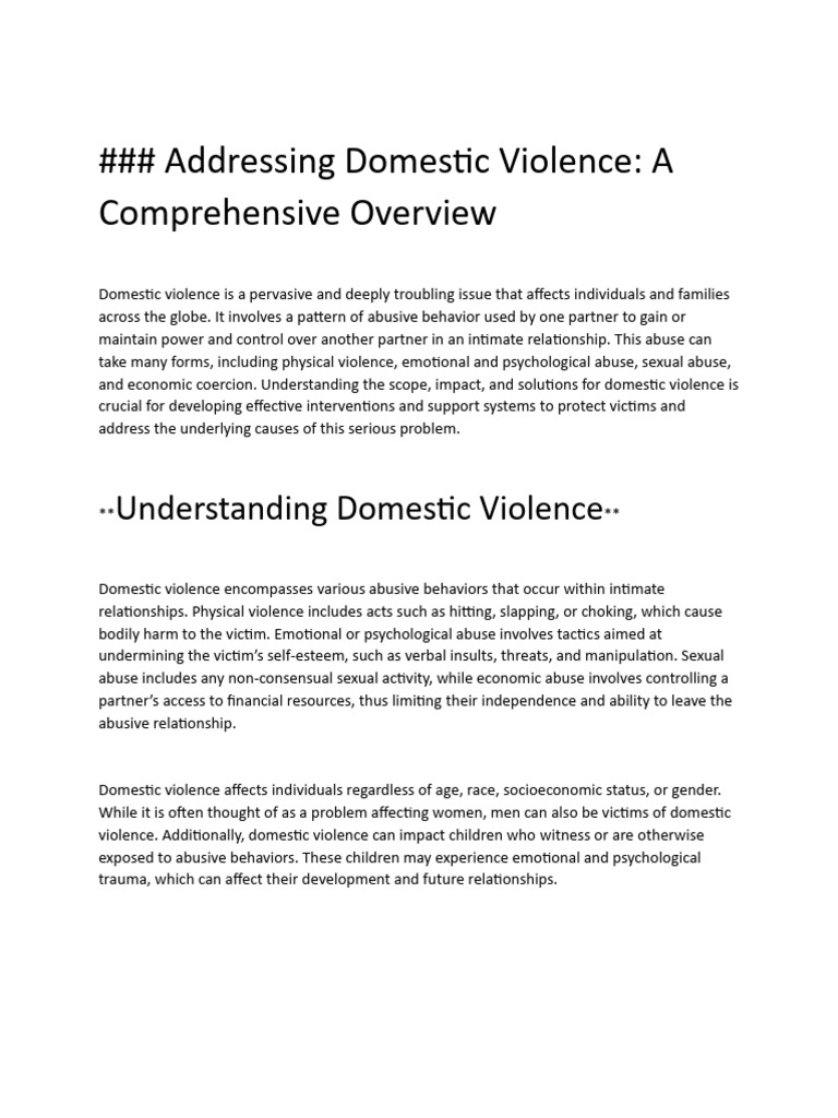 Addressing Domestic Violence Pdf