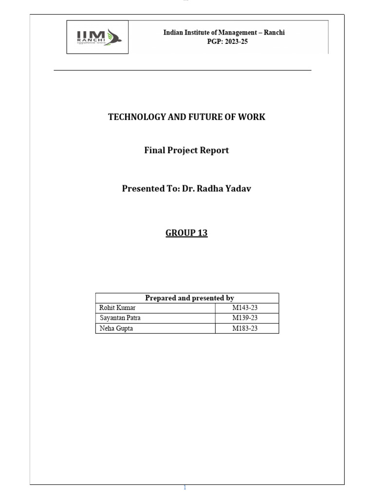 Group 13 - TFW Project | PDF