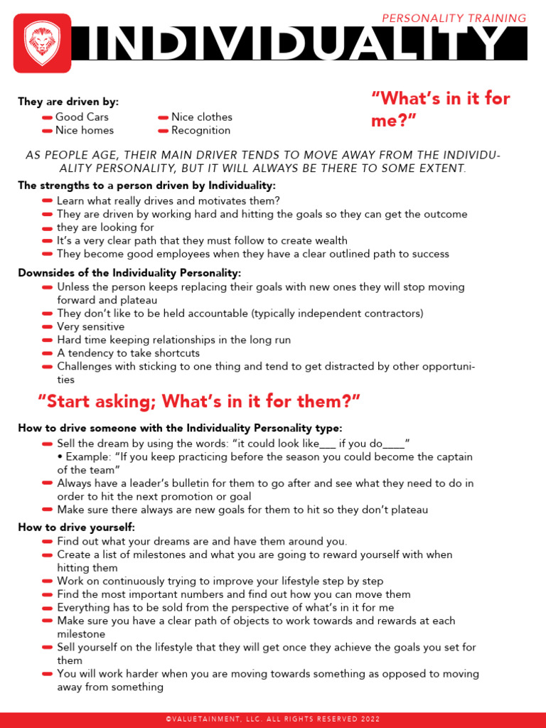 Individuality Personality Training Insights | PDF | Social Psychology ...