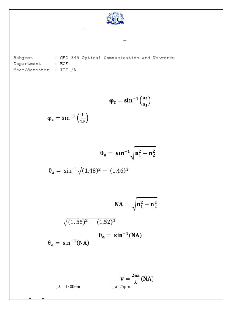 Problem Sheet Unit 1 | PDF