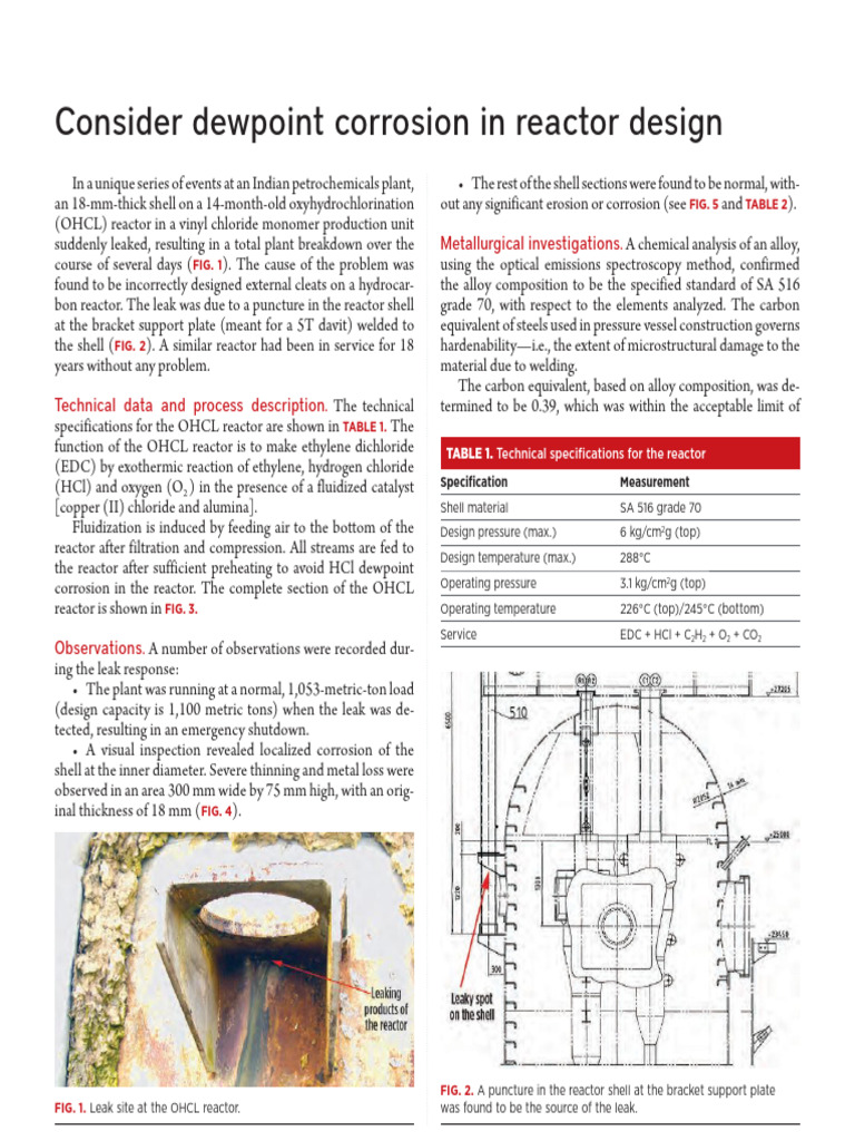 Consider Dewpoint Corrosion in Reactor Design | PDF