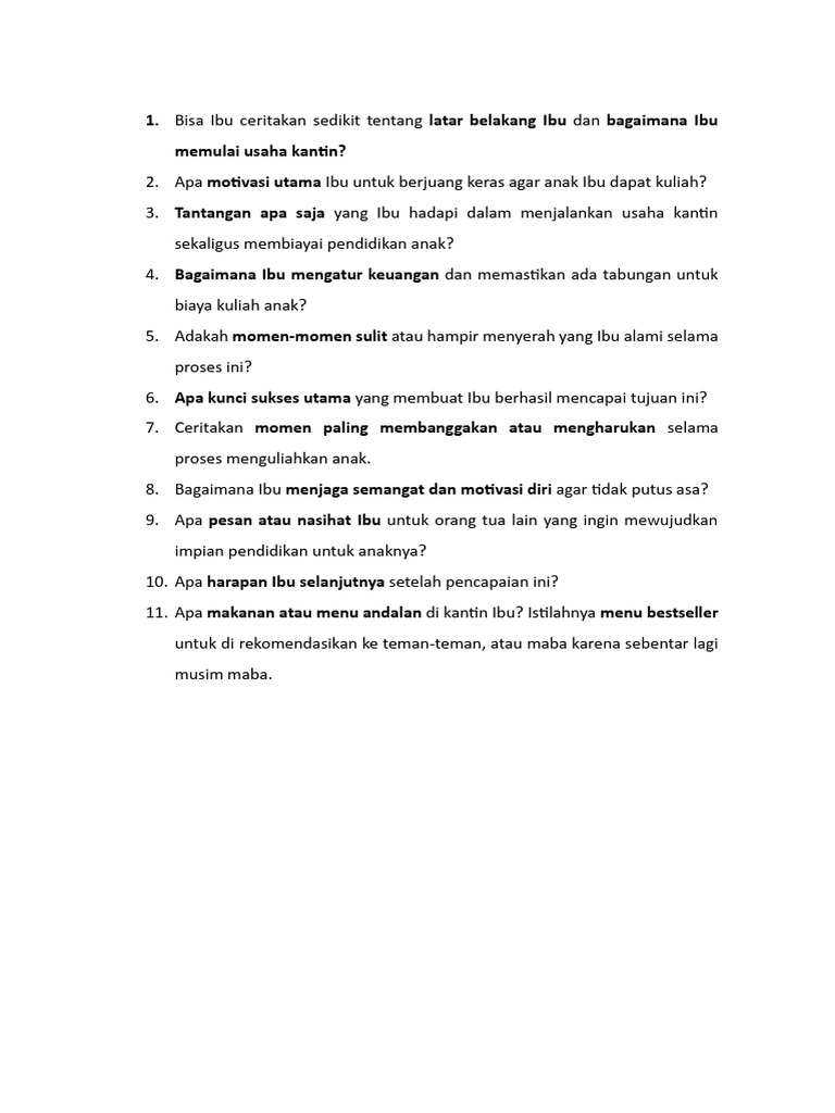 Pertanyaan Talkshow | PDF