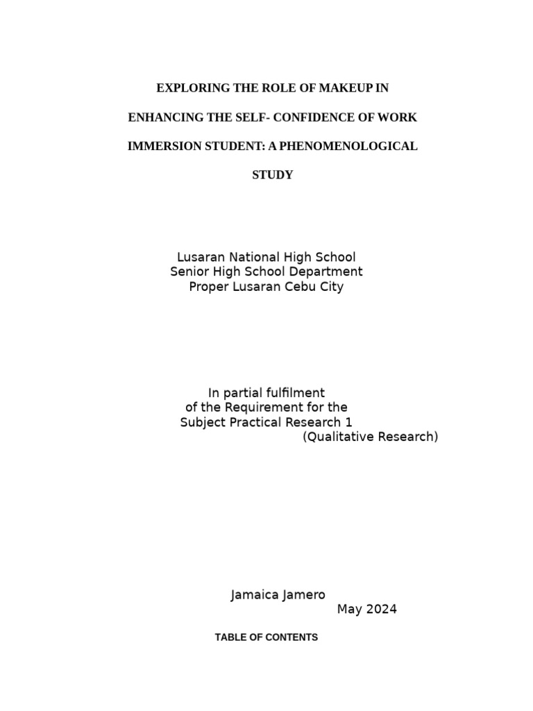 Exploring The Role of Make Up in Enhancing The Self Confidence of Work ...
