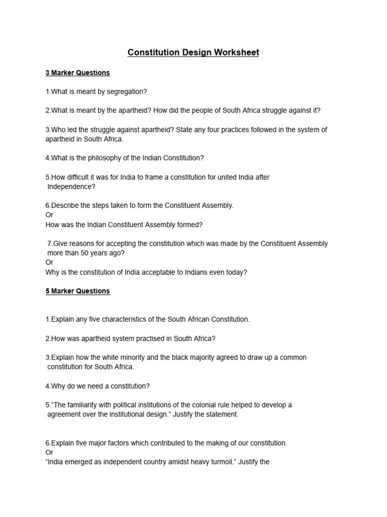 Constitution Design Worksheet | PDF | Politics