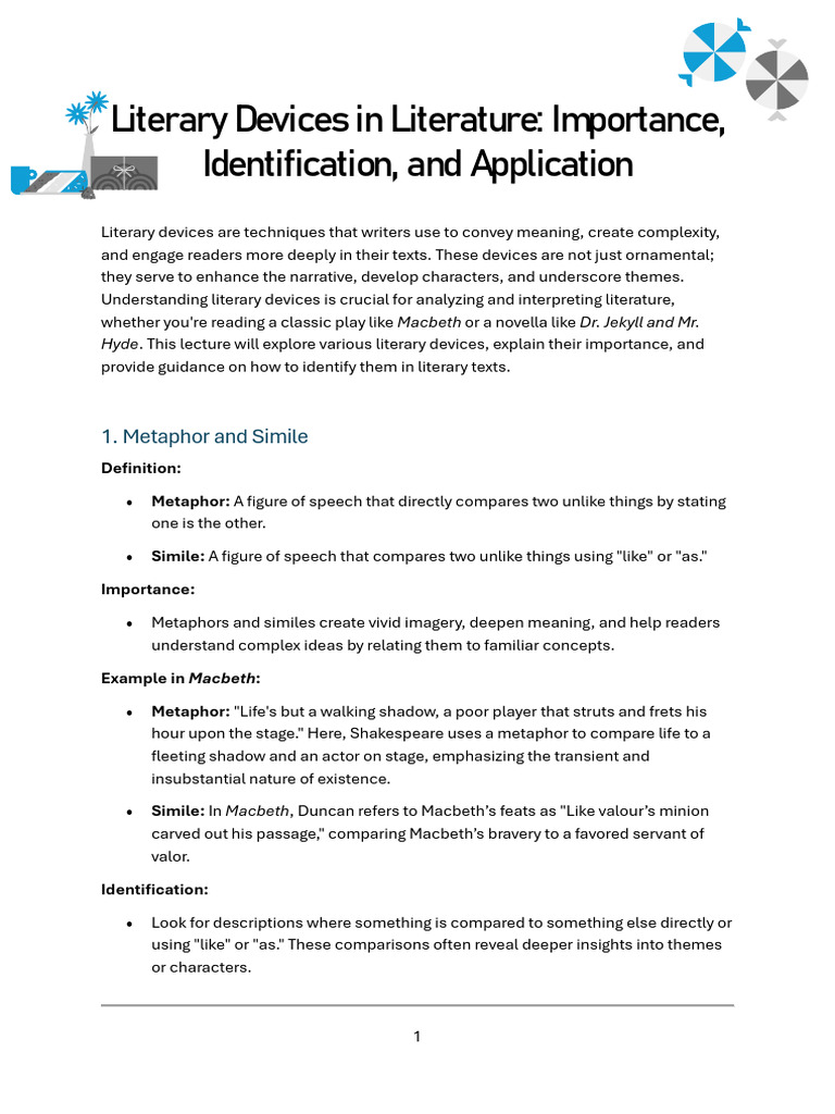 Literary Devices and Works | PDF | Macbeth | Dr. Jekyll And Mr. Hyde ...
