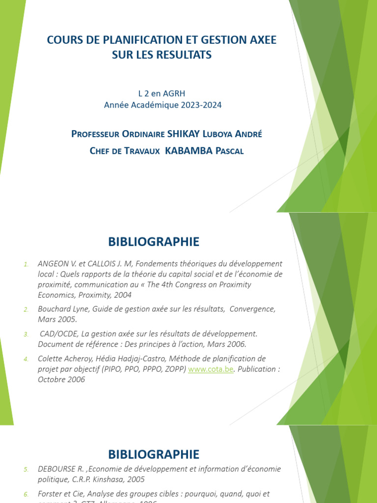 Bibliographie - Cours Planification 2024 | PDF