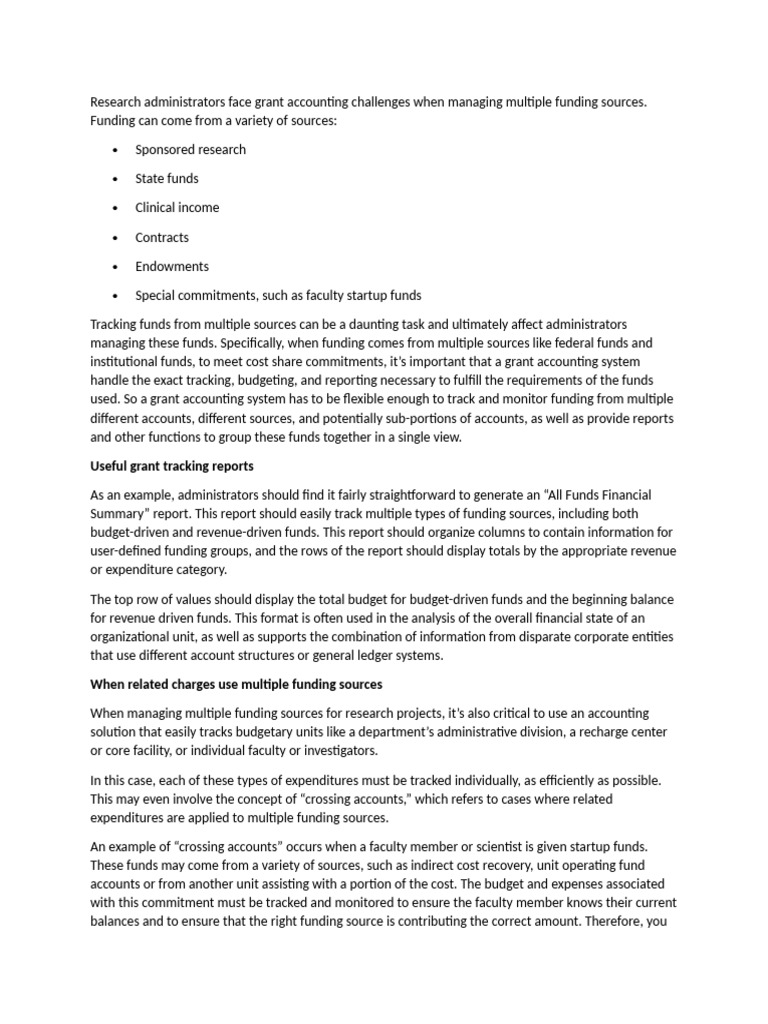 Research Multiple Funding Sources | PDF