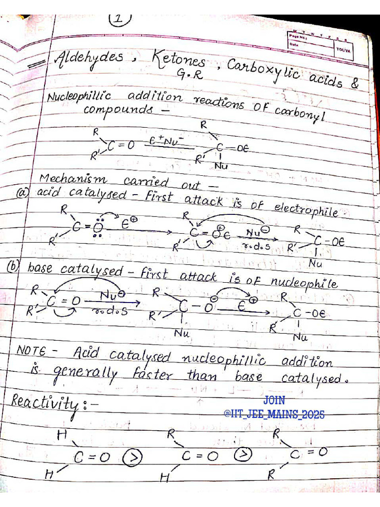 Aldehyde Ketones CA @IIT - JEE - MAINS - 2025 | PDF