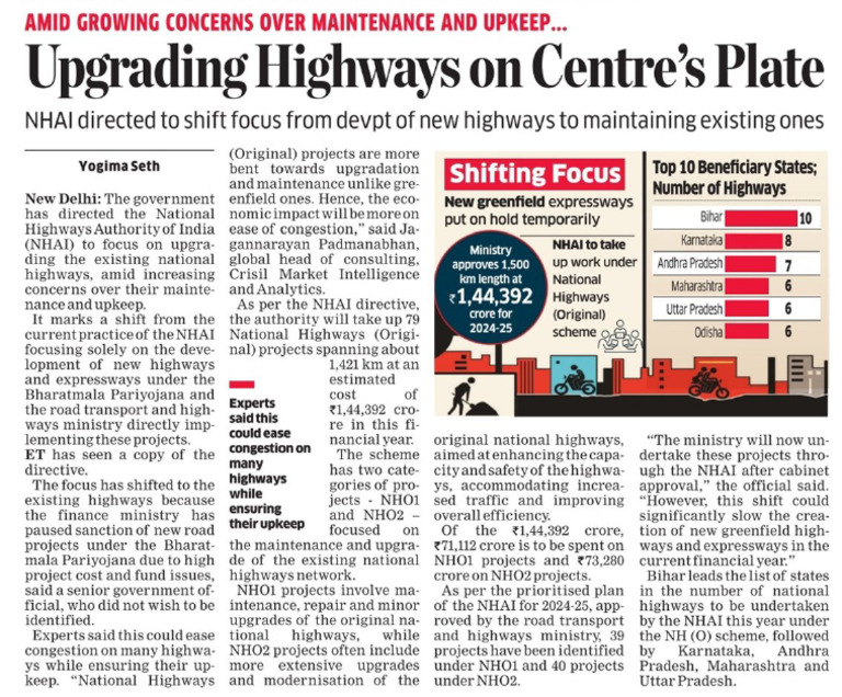 Upgrading Highways On Centre's Plate | PDF