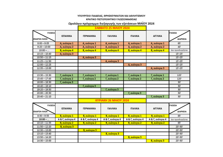 ΠΡΟΓΡΑΜΜΑ ΕΞΕΤΑΣΕΩΝ 2024Α | PDF