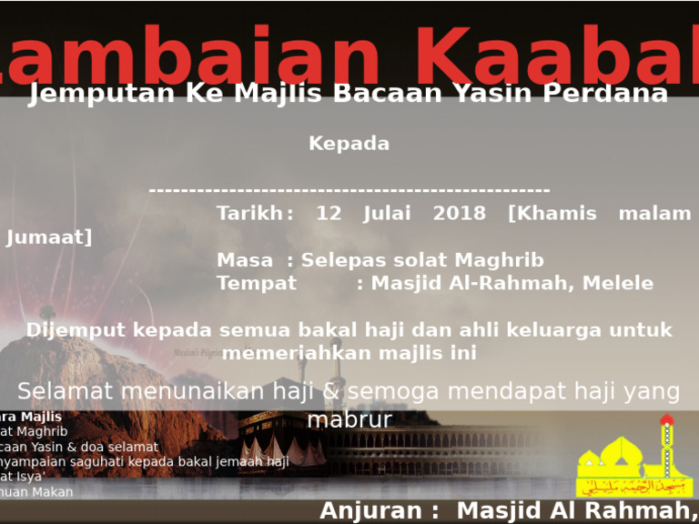 Kad Jemputan Bacaan Yassin Perdana | PDF