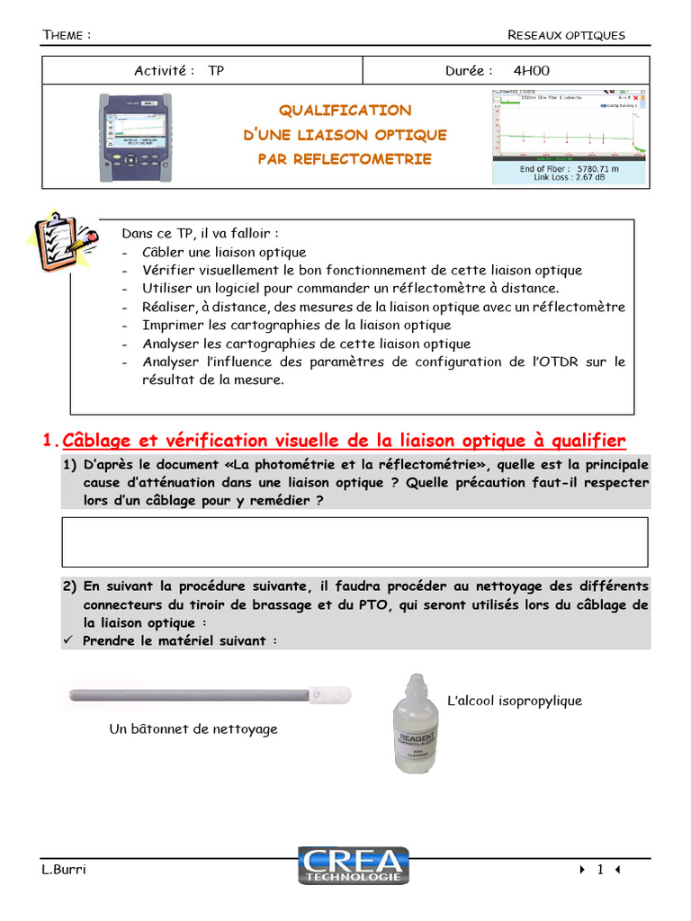 TP-cartographie Liaison Optique - BAC PRO SEN - Eleve - PourGien | PDF