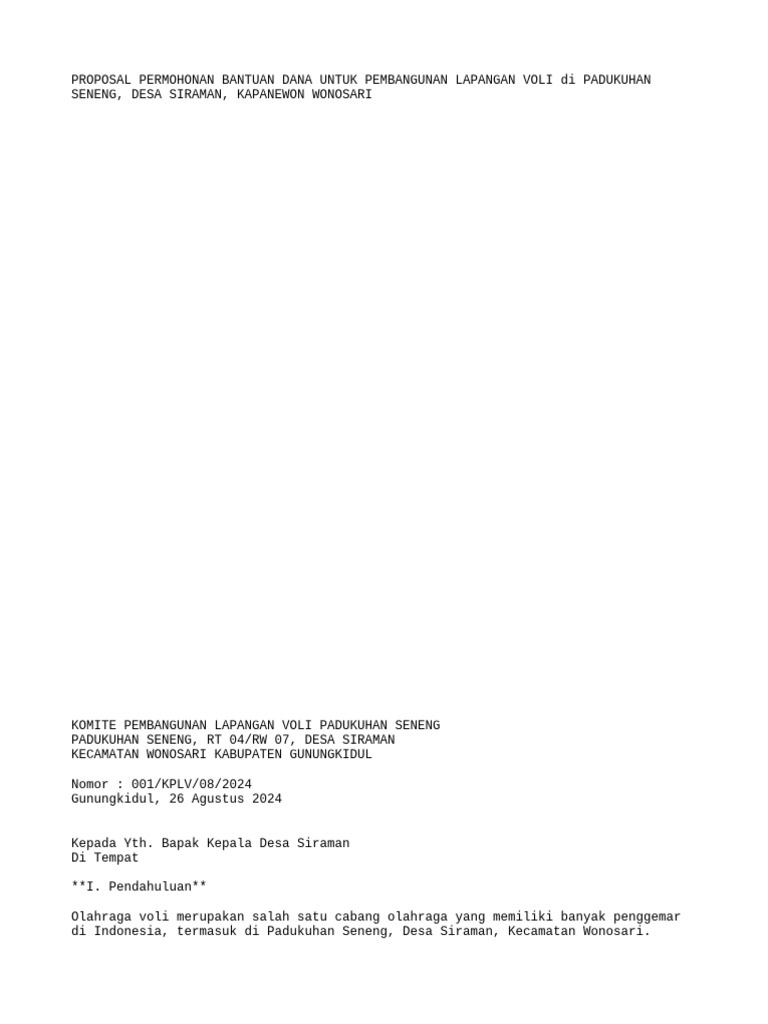 Proposal Lapangan Voli | PDF