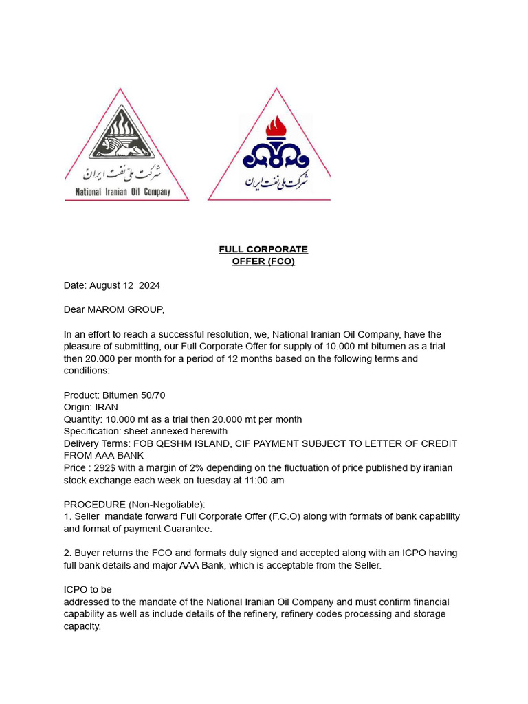 Full Corporate Offer (Fco) | PDF