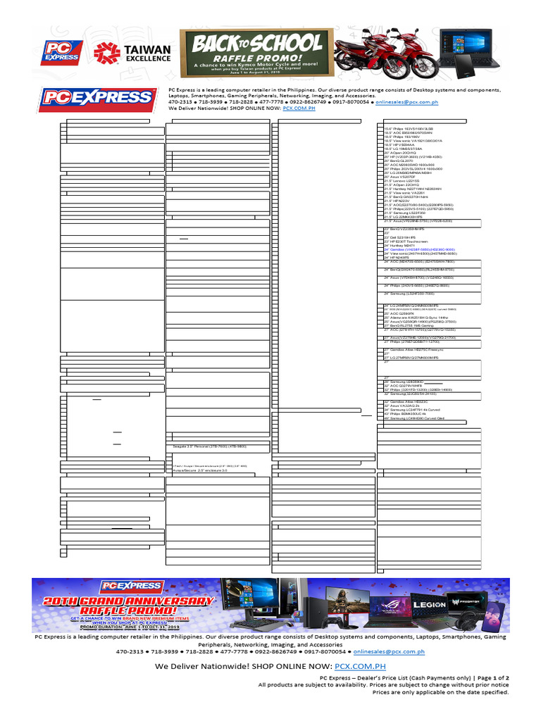 PC Express Dealer's Price List | PDF | Personal Computers | Computers