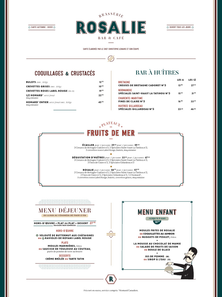 Rosalie Carte Food | PDF