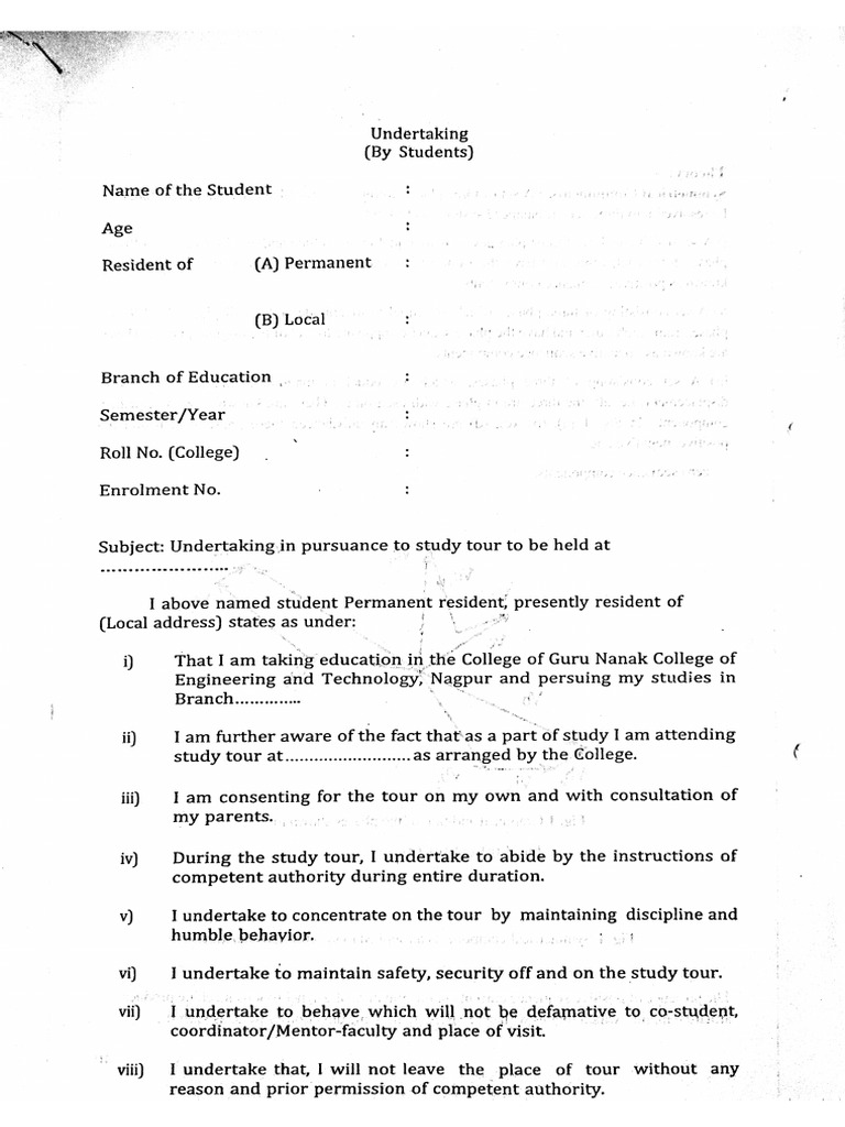 Undertaking Form | PDF