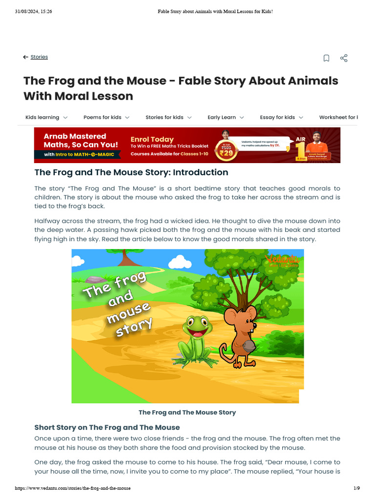 Fable Story About Animals With Moral Lessons For Kids! | PDF