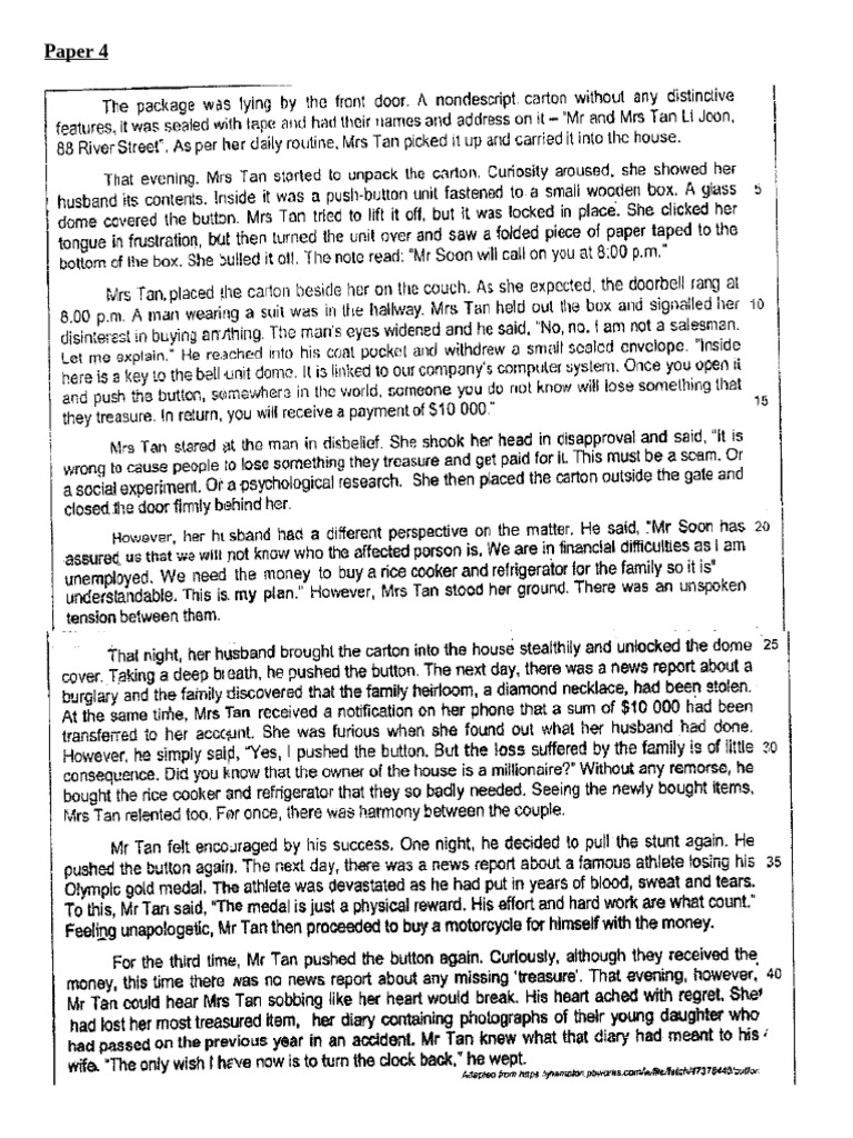 Comprehension Paper 4 | PDF