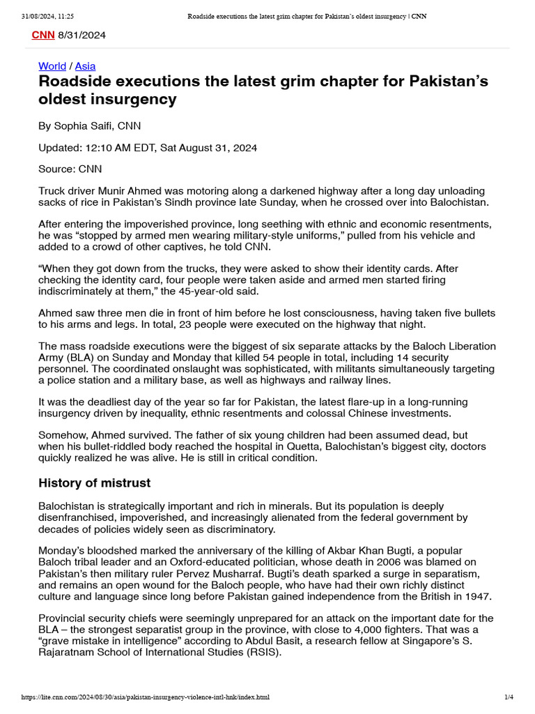 Roadside Executions The Latest Grim Chapter For Pakistan's Oldest ...