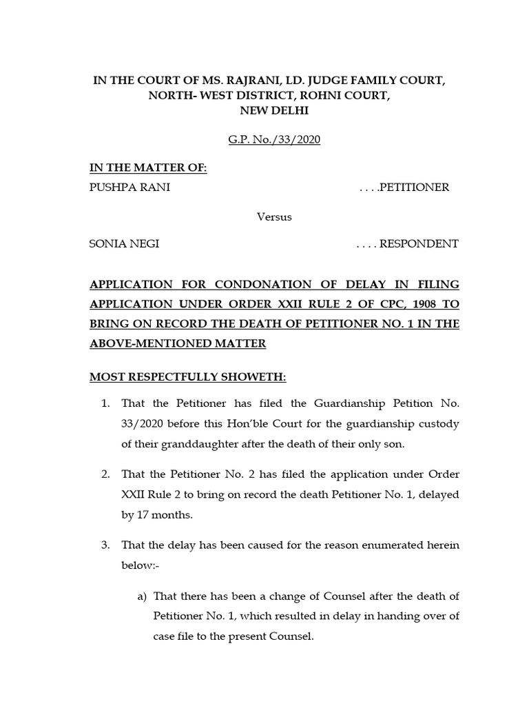 Application For Condonation of Delay | PDF