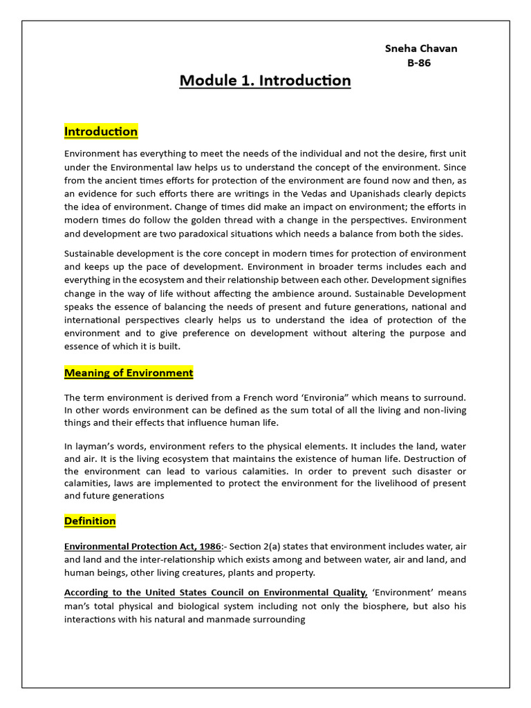 Environmental Law Module 1 | PDF | Water Pollution | Science & Mathematics