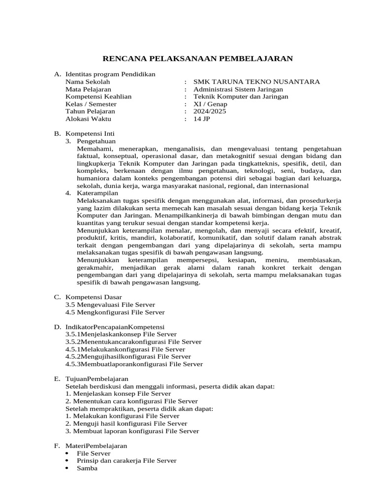 C3 3 RPP Administrasi Sistem Jaringan 3.5&4.5 | PDF | Seni