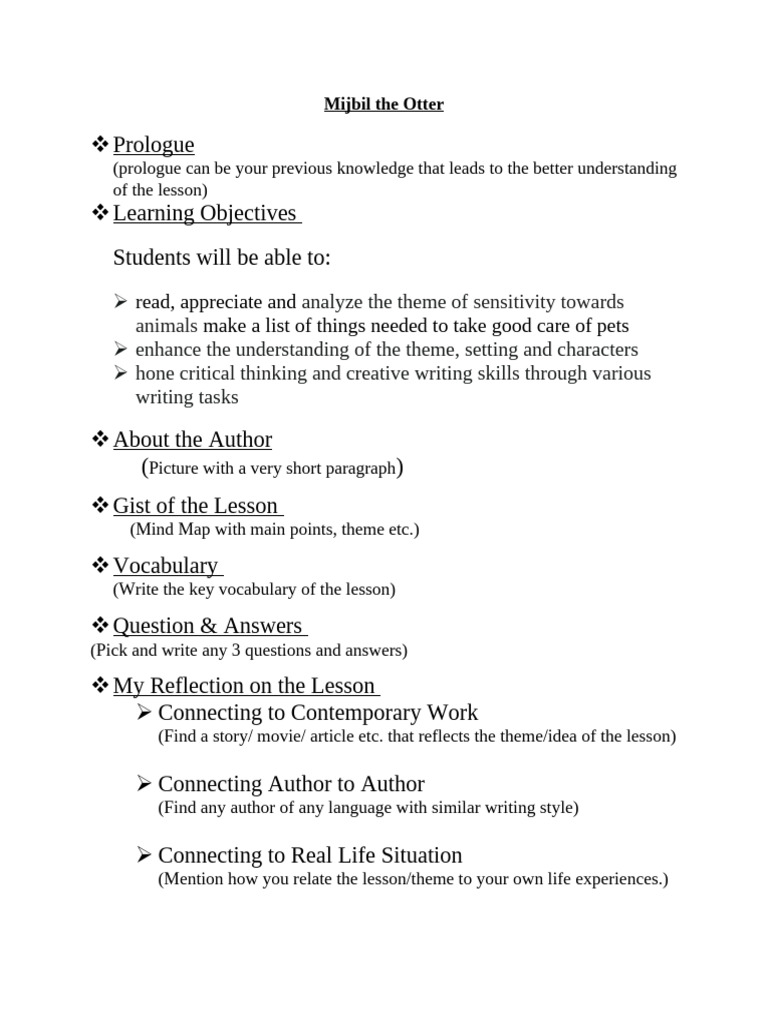 Mijbil The Otter - Notes | PDF