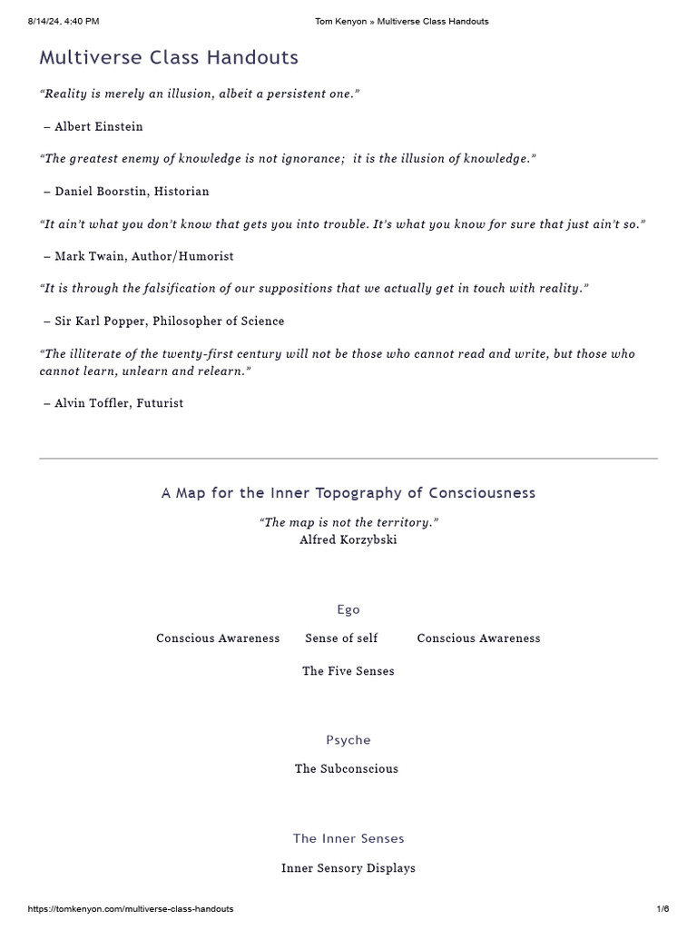 Multiverse Class Handouts | PDF