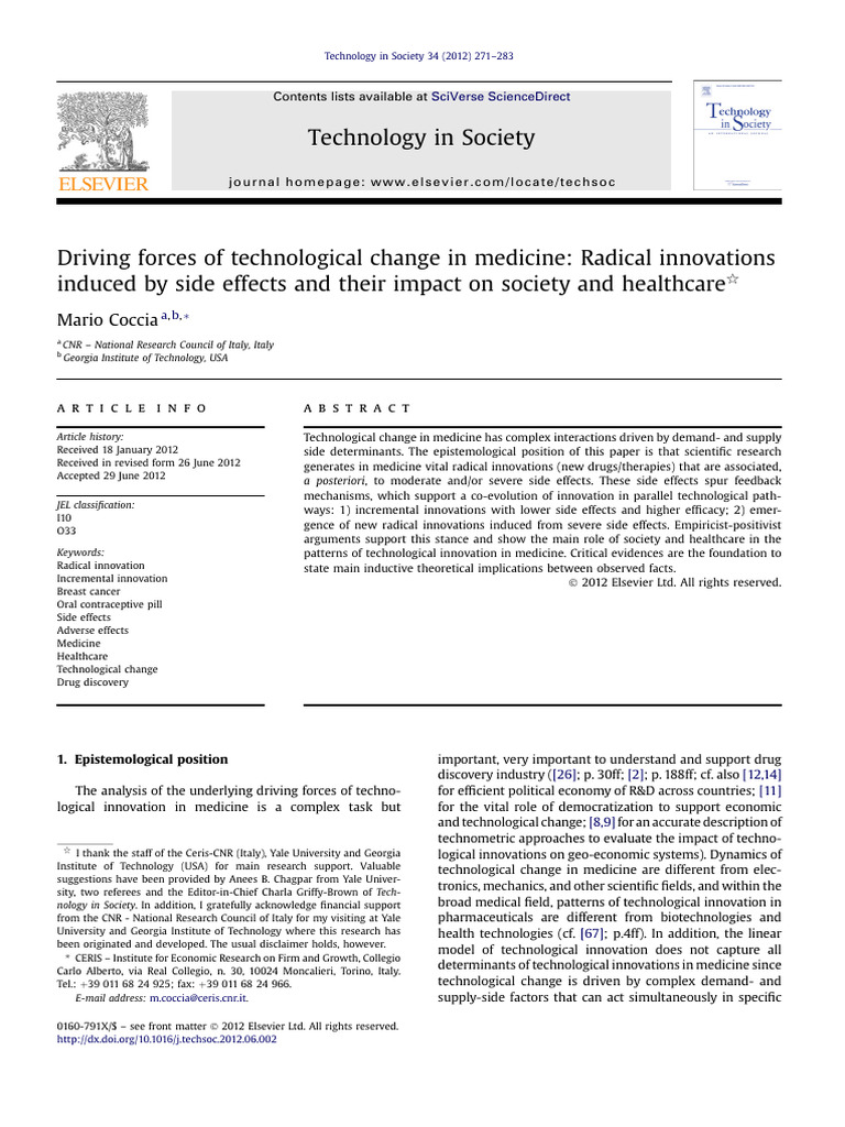 Driving Forces of Technological Change in Medicine - Radical ...