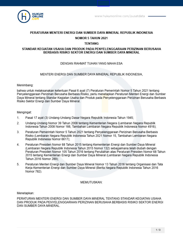 Permen Esdm 5 2021 | PDF