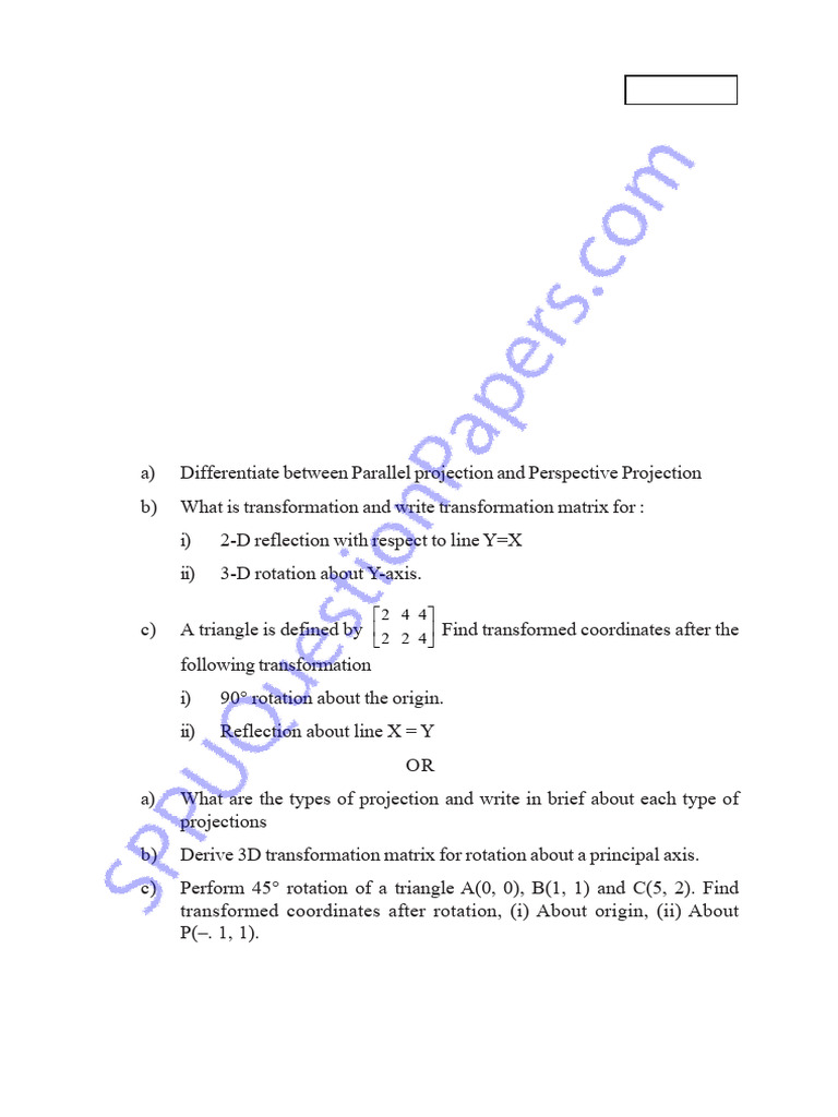 Be - Computer Engineering - Semester 3 - 2024 - May - Computer Graphics CG Pattern 2019 | PDF
