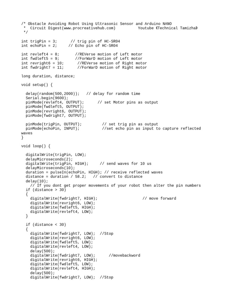 Obstacle Avoiding Without Servo | PDF