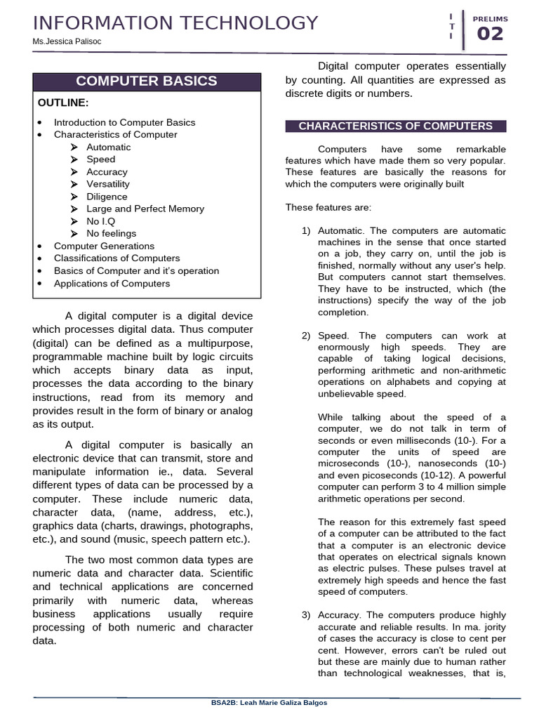 ITI_PRELIMS L02 - Computer Basics | PDF
