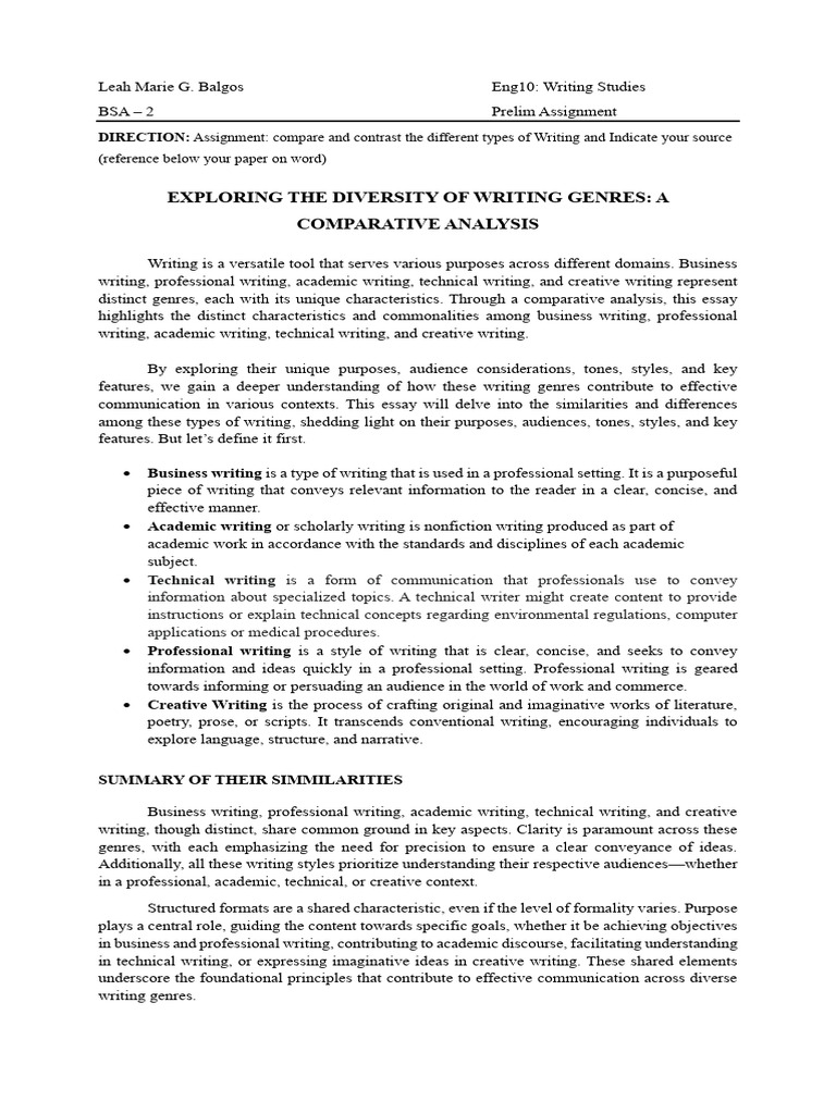 BALGOS-ENG10N - Prelim Assignment | PDF