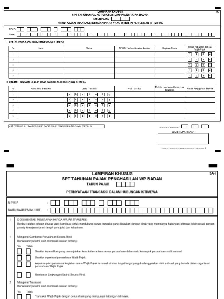 Pengisian SPT Tahunan PPH Badan Lampiran Khusus 3A-3B | PDF