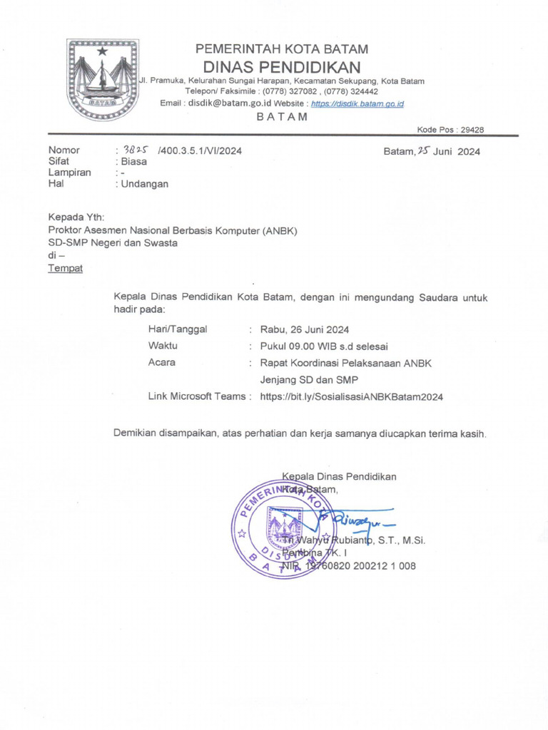 Undangan Rakor An 2024 | PDF