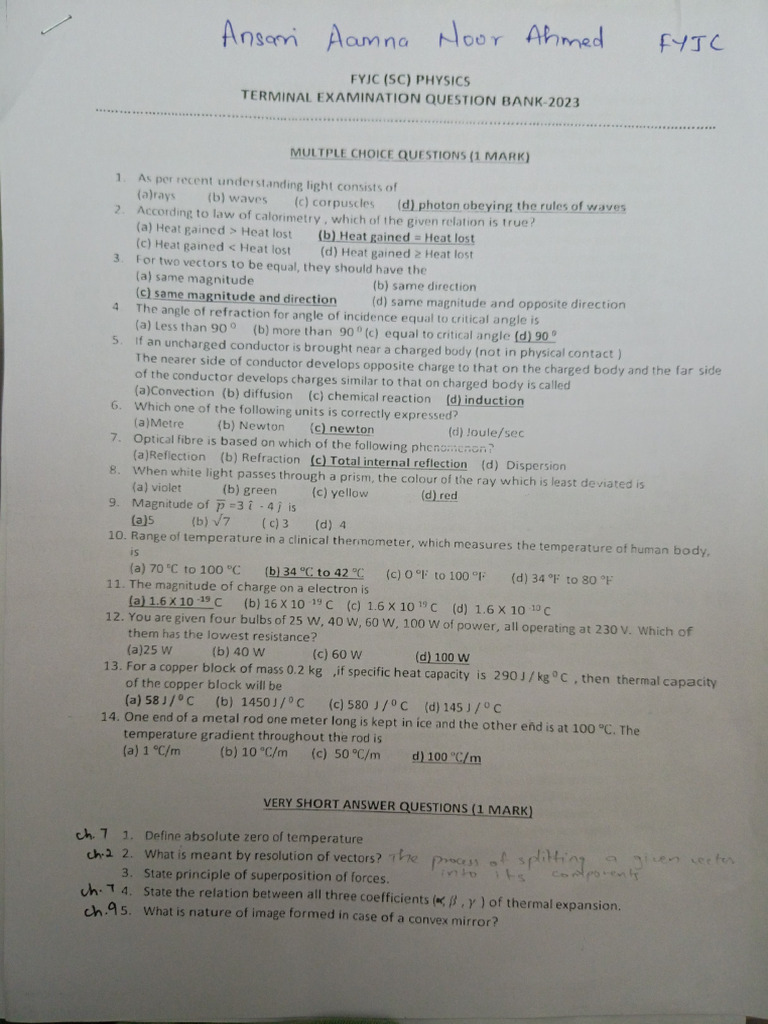 Physics Question Bank | PDF