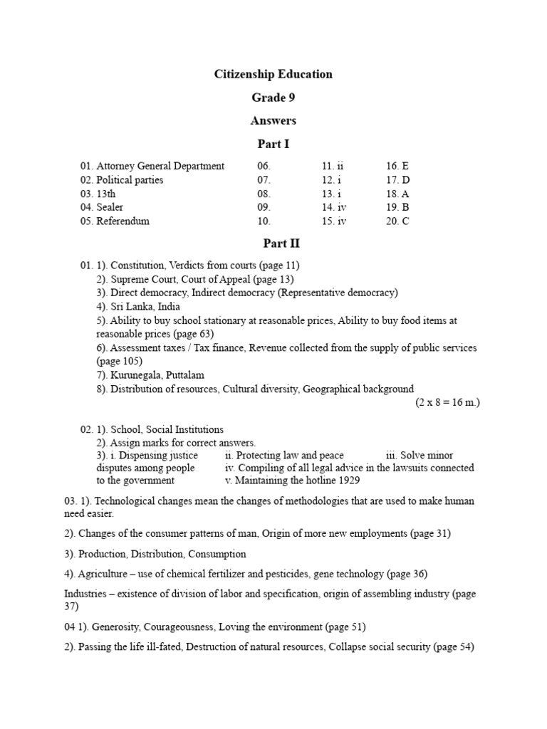 Civic 9 - Answers | PDF