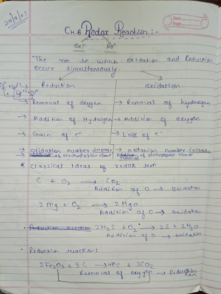 Redox Reaction Kaushik Sir Notes Class 11 | PDF