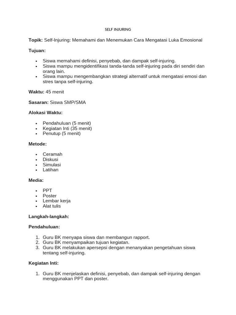 Self Injuring | PDF