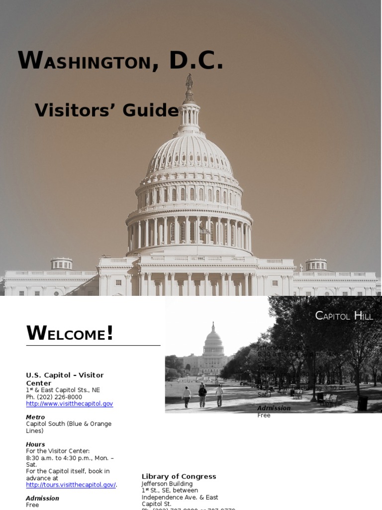 Visitors' Guide | PDF | National Mall | Washington Metro