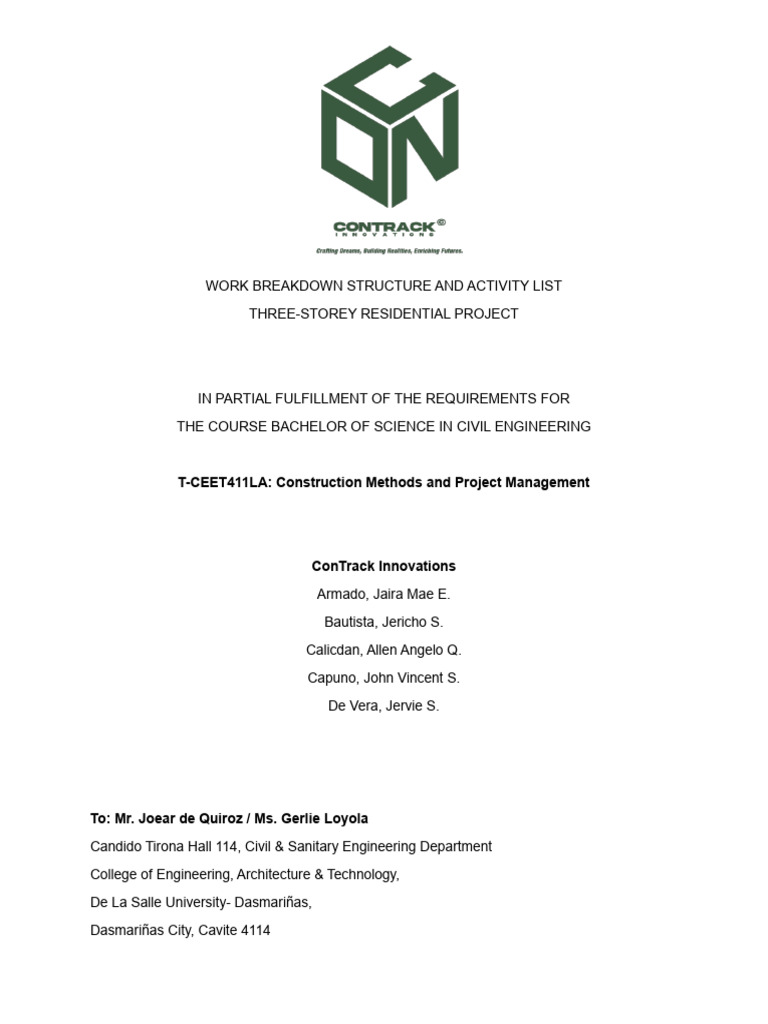 T CEET411LA - ConTrack Innovations - Work Breakdown Structure and ...