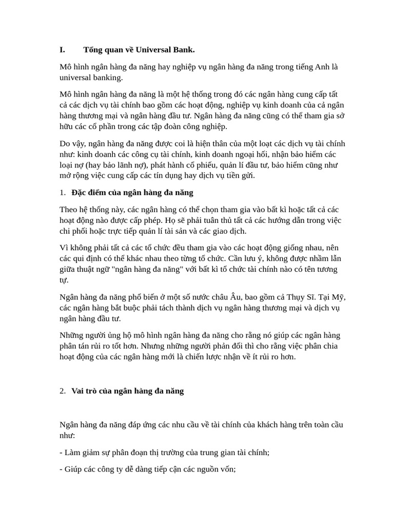 Tổng Quan Về Universal Bank | PDF