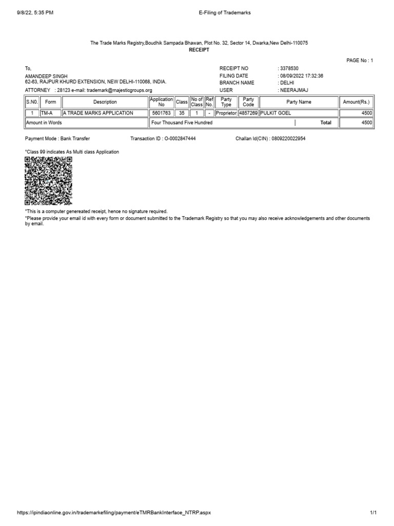E-Filing of Trademarks OF HAPPY KIDS | PDF